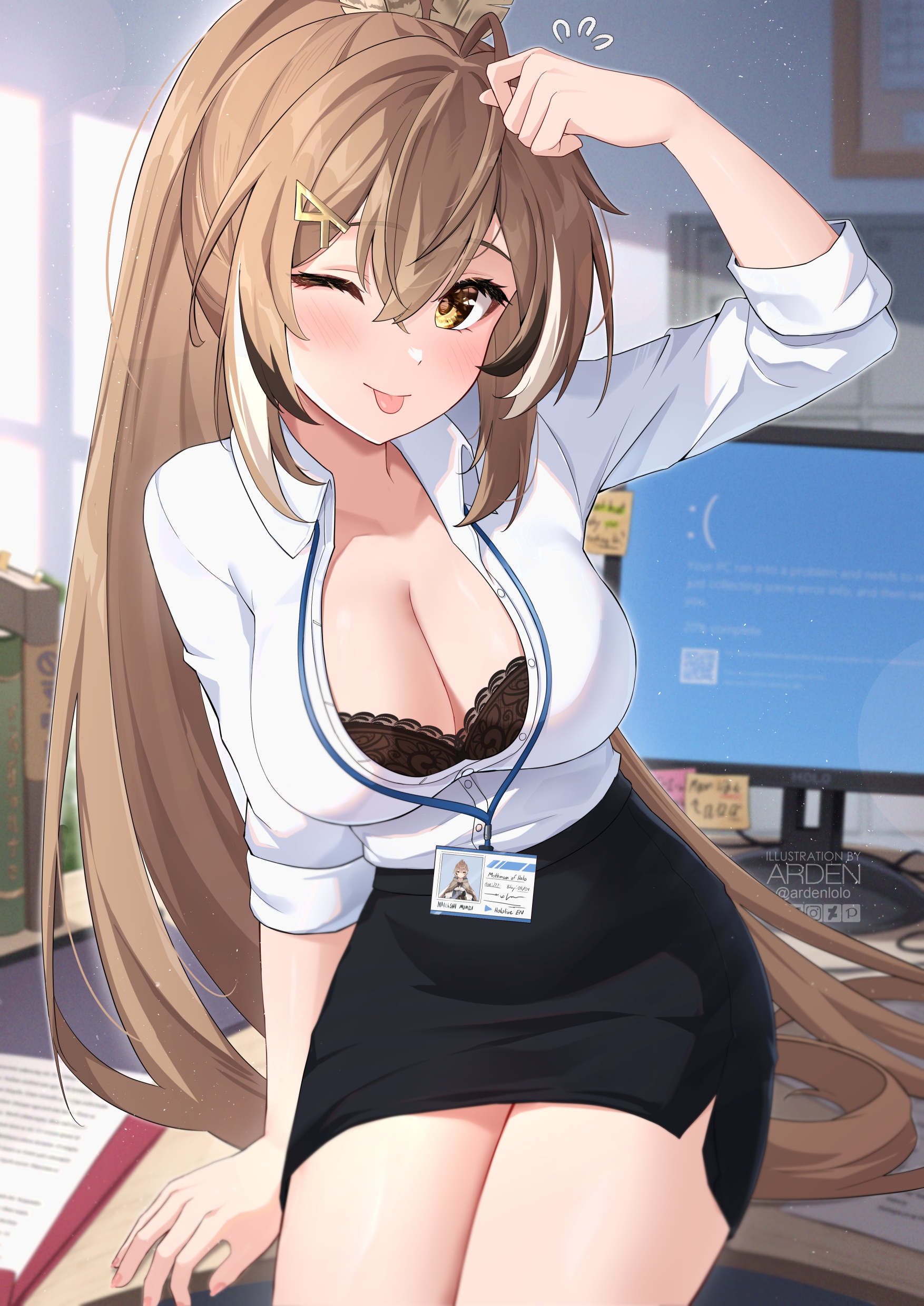 ardenlolo hololive hololive english nanashi mumei bra dress shirt open shirt | #1123403 | yande.re